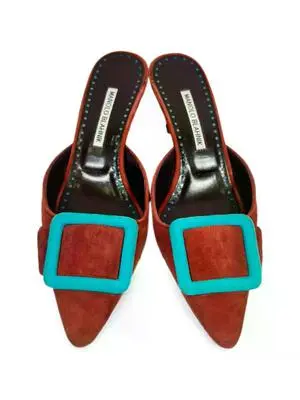 Manolo Blahnik 2020s Buckle Mules - Brown