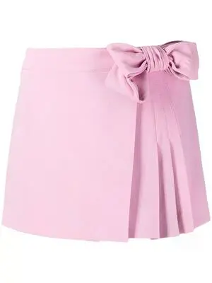 Red Valentino Bow-embellished Pleated Skorts - Pink