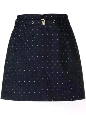 Red Valentino Dotted High-waisted Belted Skort - Blue