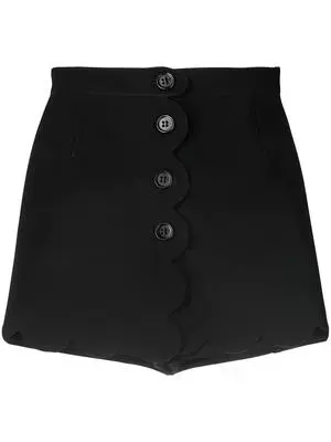 Red Valentino Scallop Trim Button Front Shorts - Black