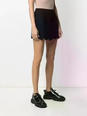 Red Valentino Scallop Trim Button Front Shorts