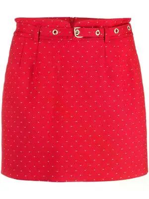 Red Valentino Dotted Belted Shorts - Red