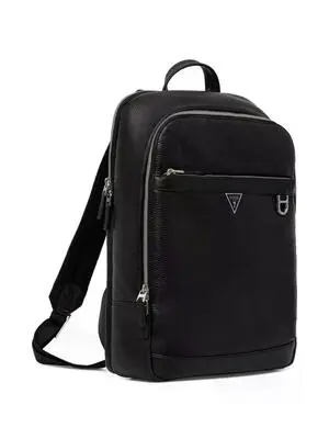 Guess Monaco Logo-plaque Pebbled-calf Leather Backpack