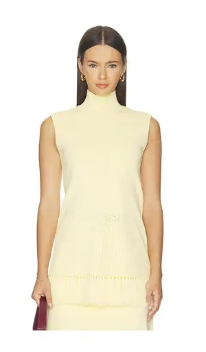 Clea Tiama Fringe Hem Knit Top In . Also - Lemon