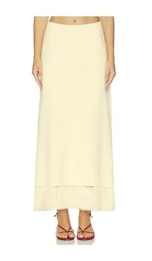 Clea Amelia Fringe Hem Maxi Skirt - Lemon