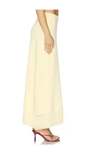 Clea Amelia Fringe Hem Maxi Skirt - Lemon