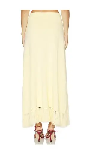 Clea Amelia Fringe Hem Maxi Skirt - Lemon