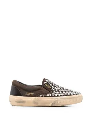 GOLDEN GOOSE Vce Leather Slip On - Brown