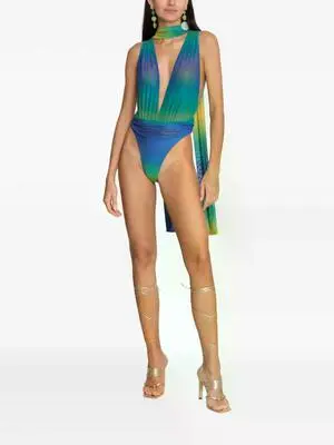 AMIR SLAMA X Tati Barbieri V-neck Mesh-panelled Swimsuit