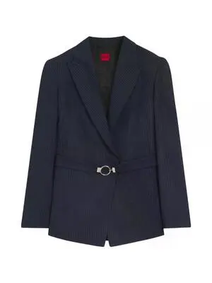 Hugo Pinstripe-print Belted Blazer - Blue