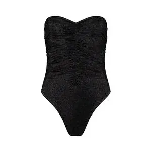 MONARCH Naomi Bandeau Ruched One Piece Metallic - Black