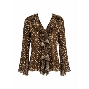 Carmen Says Bambi Noir Animal Print Blouse - Brown