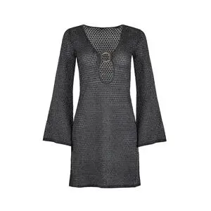 MONARCH Ariana Long Sleeve Mini Dress Metallic - Black
