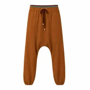 LALIPOP DESIGN Muslin Drop-crotch Jogger Pants - Brown
