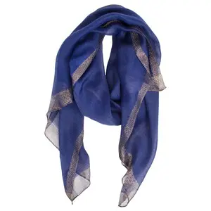 Saachi Shimmer Border Royal Scarf - Blue