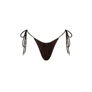 MONARCH Kaia Side Tie Ruched Bikini Bottom Bronze Metallic - Brown