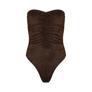 MONARCH Naomi Bandeau Ruched One Piece Bronze Metallic - Brown