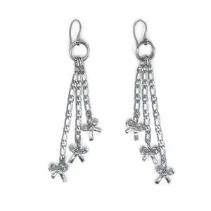 BYWOLFGANG A Little Tied Up' Chain-drop Bow Earrings - Silver