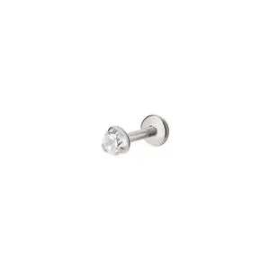 VANCHI 3mm Martini Set Threadless Flat Back Titanium Cartilage Stud In Platinum - Silver