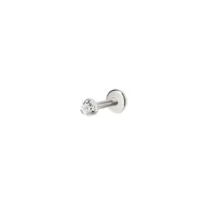 VANCHI 2.5mm Martini Set Threadless Flat Back Titanium Cartilage Stud In Platinum - Silver