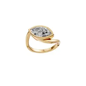 AYA FINE JEWELRY 3.25 Ctw Marquise Lab Diamond Bezel Solitaire Ring In 14k Gold - Yellow
