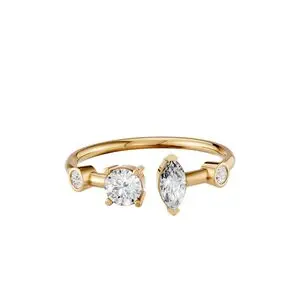 AYA FINE JEWELRY 0.51 Ctw Marquise & Round Lab Diamond Open Ring 14k Gold - Yellow