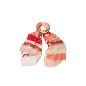 Saachi Tie Dye Printed Coral Scarf - Red