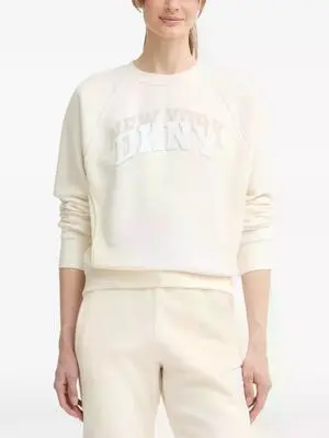 Dkny Logo-patch Raglan-sleeve Sweatshirt - Neutrals