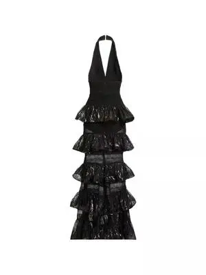 Elie Saab Sequin-embellished Ruffled Maxi Dress
