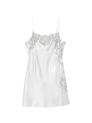 Carine Gilson Lace-trim Silk Nightdress - Grey