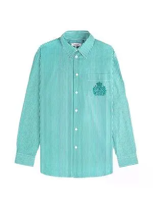 SPORTY & RICH Ny Crest Striped Shirt - Green