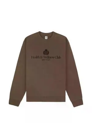 SPORTY & RICH H&w Crest Embroidered Crew-neck Sweatshirt - Brown
