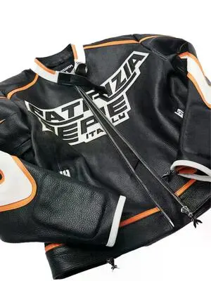 Patrizia Pepe Racing Logo-print Leather Biker Jacket