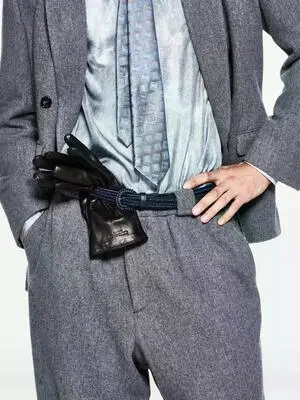 Giorgio Armani Melange Effect Elasticated Waistband Turn-up Trousers