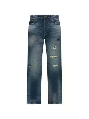 Emporio Armani Distressed Loose-fit Jeans - Blue