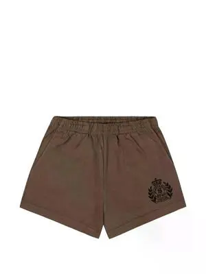 SPORTY & RICH Crest Disco Shorts - Brown