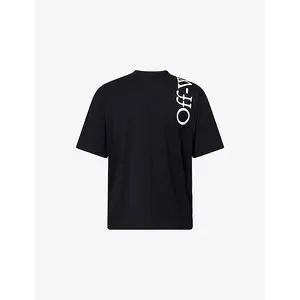 Off-White Logo-print Crew-neck Cotton T-shirt - Black