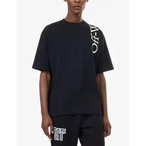 Off-White Logo-print Crew-neck Cotton T-shirt - Black