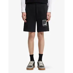 Hugo Brand-patch Relaxed-fit Cotton Shorts