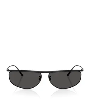 Oliver Spencer Steel 1986c Irregular Oval Sunglasses - Black