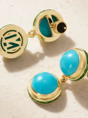 Ileana Makri 18-karat Yellow Gold, Turquoise And Tsavorite Drop Earrings