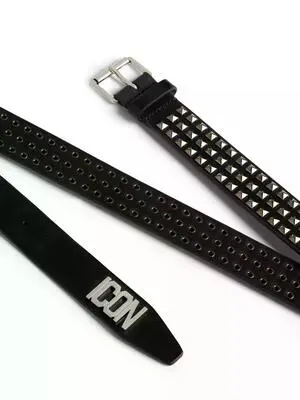 Dsquared2 Be Icon Plaque Studded Belt - Black