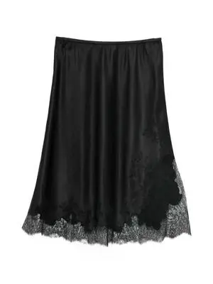 Carine Gilson Lace-trimmed Silk Skirt - Black