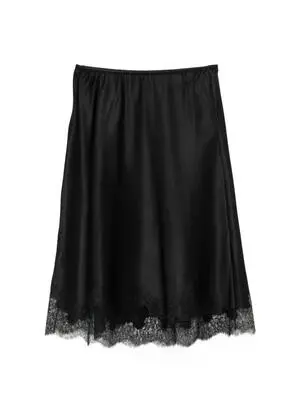 Carine Gilson Lace-trimmed Silk Skirt - Black