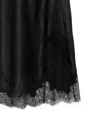 Carine Gilson Lace-trimmed Silk Skirt - Black