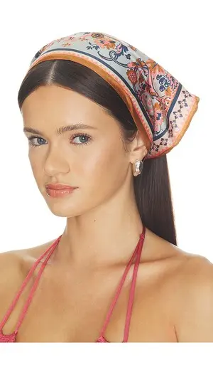 Zimmermann Printed Silk Tie Headscarf - Tan