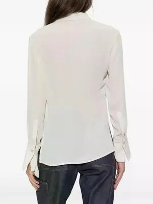 Victoria Beckham Pleated High Neck Long Sleeve Blouse
