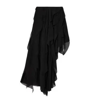 ALLSAINTS Asymmetric Ruffle Melody Skirt - Black