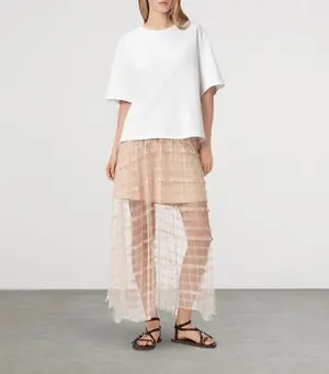 ALLSAINTS Sheer Celia Maxi Skirt - Pink