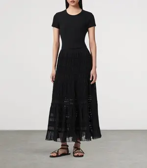 ALLSAINTS Shirred Lotus Maxi Skirt